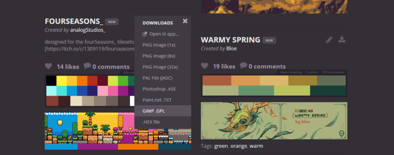 【Aseprite】パレットを読み込む方法